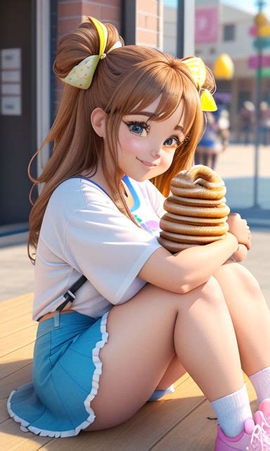 Cute 3d Anime Girl Sitting On The Floor There Is Extreme Hu By