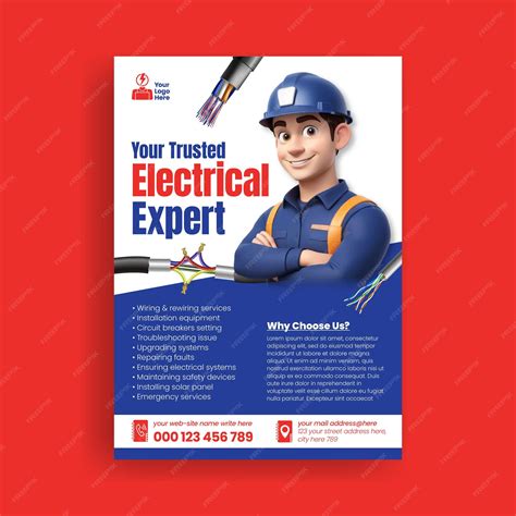 Premium Vector Electrician Service Poster Or Flyer Template