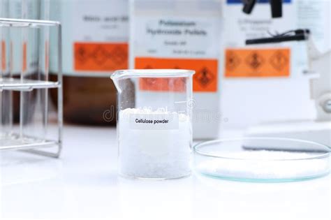 Cellulose Powder In Bottle Chemical In The Laboratory And Industry