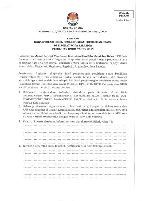 Pdf Kpu Kota Salatiga · 2019 6 19 · Model Db Kpu Lembar 3 Dari 4