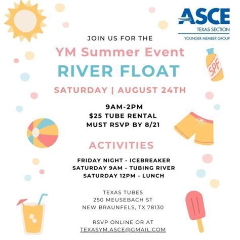 Join The Asce Texas Section Younger Members Committee For A Fun Day Of Floating The River At The
