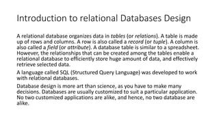 Relational Database Design Pptx Databases Computer Software And Applications