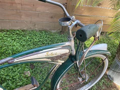 1952 Mens Schwinn Green Tank Cruiser Bike Autocycle Deluxe Best Offer