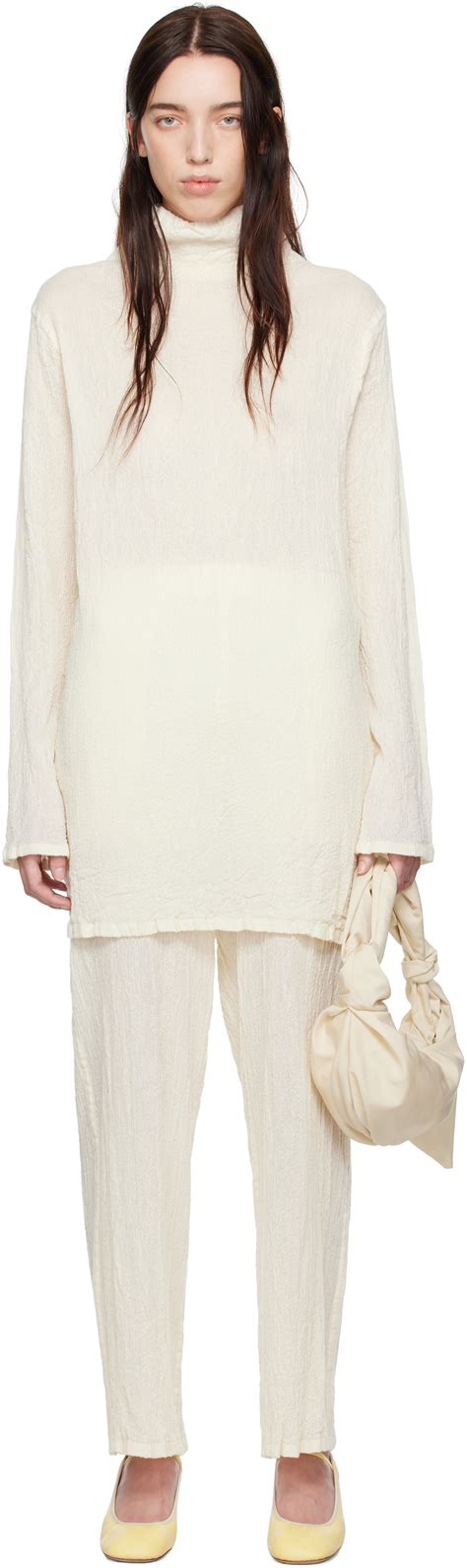 Issey Miyake Off White Karami Wool Minidress Ssense