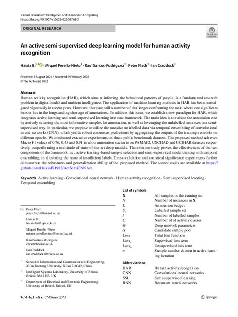 Pdf An Active Semi Supervised Deep Learning Model For Human Activity Recognition