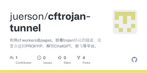 Github Juersoncftrojan Tunnel 利用cf Workers或pages，部署trojan协议的隧道，设置合适