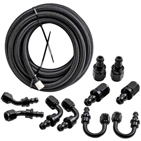 Universal Am Stainless Steel Braided Fueloil Hose Kit With Push Lock