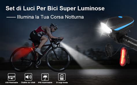 Gobikey Luci Biciclette Led Anteriore E Posteriore Usb Ricaricabile E
