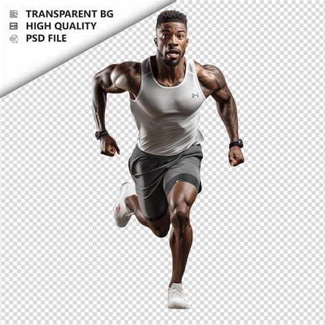 Hombre Negro Corriendo Estilo Ultra Realista Fondo Blanco Archivo Psd