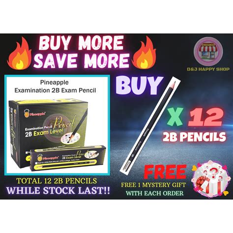 Pineapple Exam Grade 2b Pencil Pensel Gred Peperiksaan 2b 12pcsbox