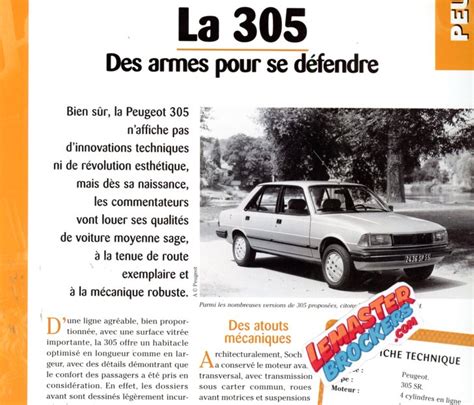 Fiche Peugeot 305 1978 Auto Moto Brochures And Fichesfiches Auto