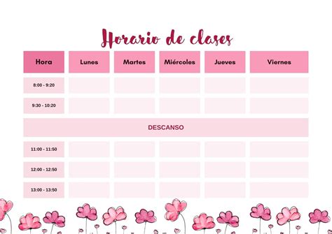 Plantilla Horario Escolar Horario Escolar Imprimible Plantillas