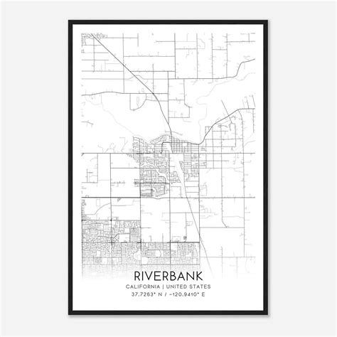 Riverbank California Map Poster Modern Home Decor Wall Art Print