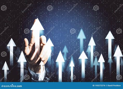 Businessman Hand Using Blue Arrows Stock Illustration Illustration Of Finance Backdrop 195572276