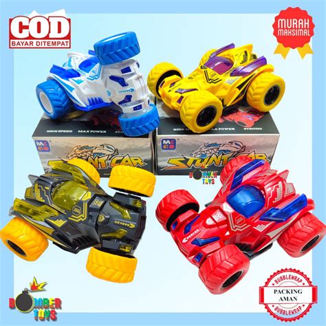 Mainan Mobil Stunt Car Monster Truck Pull Back 360 Turn Tahan Banting