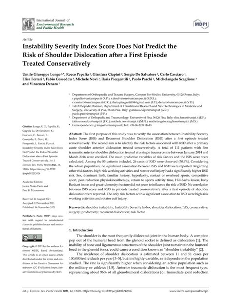 Pdf Instability Severity Index Score Does Not Predict The Risk Of