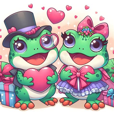 Cute Adorable Couple Frog Stock Illustration Illustration Of Couple