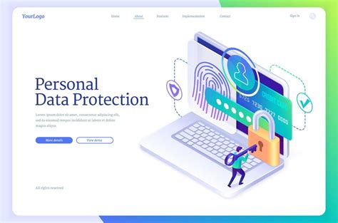 Personal Data Protection Isometric Landing Page 14484799 Vector Art At Vecteezy