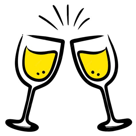 Design An Outline Clip Art Featuring Clinking Glasses Or A Toast To