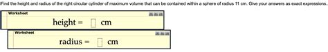 Solved Find The Height And Radius Of The Right Circular Chegg