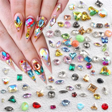 50pcs Colorful Rhinestone Crystals Points With Butterfly