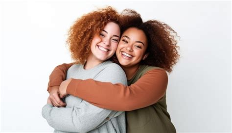 Premium Ai Image Two Diversity Pretty Positive Girls Toothy Smile