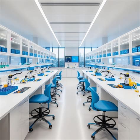 A Modern Vibrant Laboratory Workspace Premium Ai Generated Image