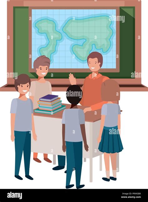 Teacher In The Geography Class With Students Stock Vector Image And Art