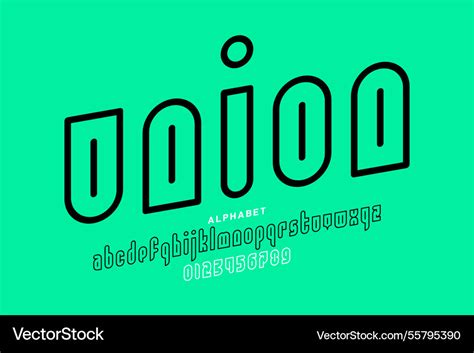Union Outline Font Alphabet Letters And Numbers Vector Image