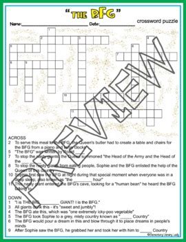 The Bfg Activities Roald Dahl Crossword Puzzle And Word Search Tpt