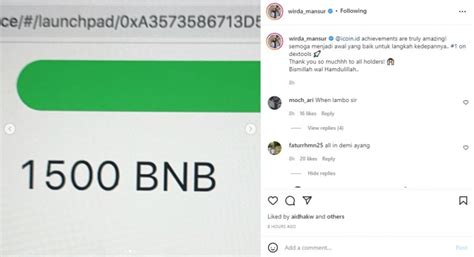 I Coin Milik Wirda Mansur Capai 1 500 Bnb Tertarik Membelinya Halaman 1