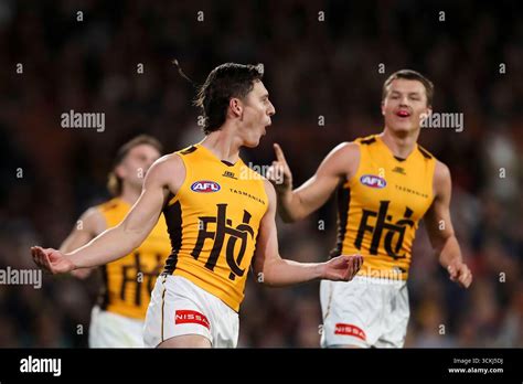 Connor Macdonald Of The Hawks Celebrates A Goal During The Afl Semi