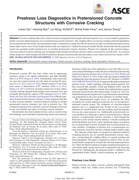 Pdf Prestress Loss Diagnostics In Pre Tensioned Concrete Structures