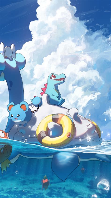 Asteroid Ill Lapras Magikarp Marill Totodile Wingull Nintendo Pokemon Highres Air