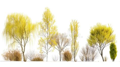 Beautiful Array Of Trees And Shrubs In Spring Generative Ai Stock