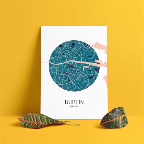 Printable Dublin Circle Map Minimalist Poster Etsy