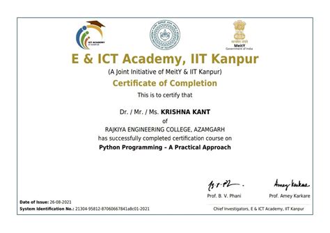 Krishna Kant On Linkedin Pythonprogramming Moocs Iitkanpur Certification