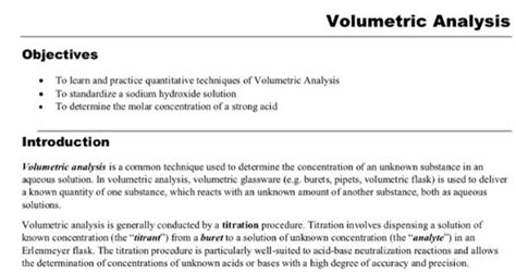 Solved Volumetric Analysis Formal Lab Report How To Write The 1 Answer Transtutors