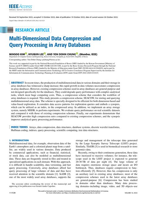 Pdf Multi Dimensional Data Compression And Query Processing In Array Databases