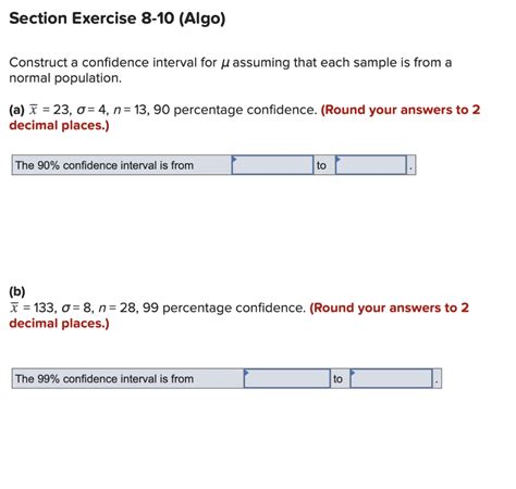 Solved Section Exercise 8 10 Algo Construct A Confidence