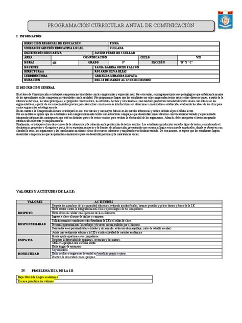 Programacion Anual Comunicación 3ero Y 4to Pdf Aprendizaje Enseñando