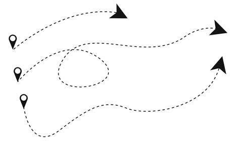 paper plane path route with start point and dash line trace vector