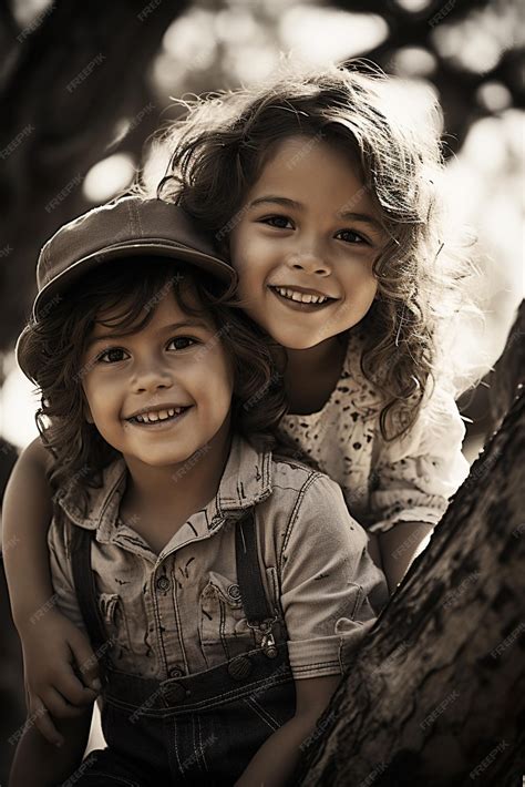 Premium Photo Sibling Bonding Under A Trees Shade