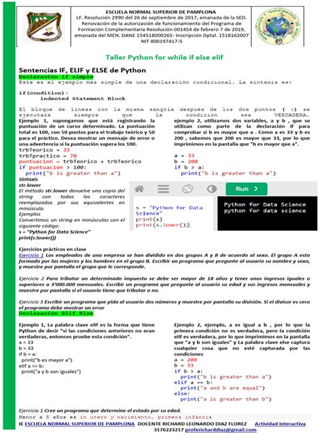Guia 4 Ejercicios Python If Else Elif While For Pdf Python Lenguaje De Programación
