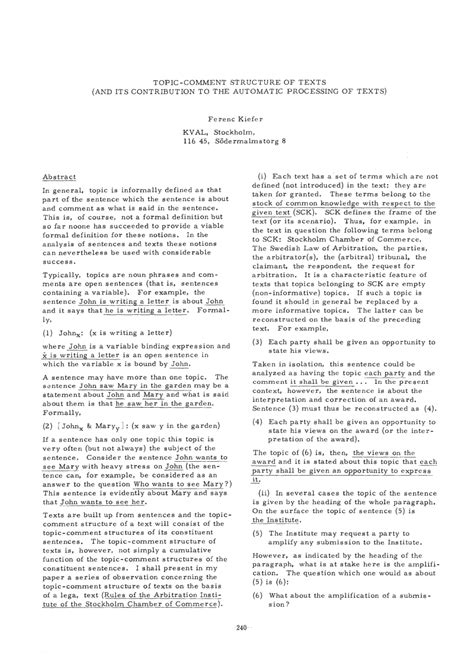 Pdf Topic Comment Structure Of Texts And Its Contribution To The