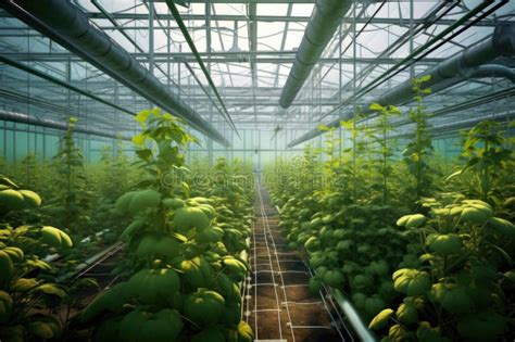 Genetically Modified Crop Field With Rows Of Crops In Various Stages