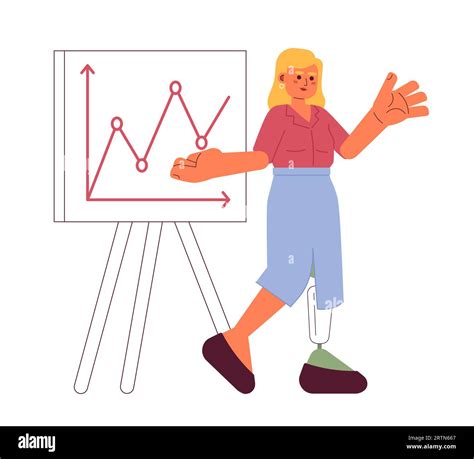 Prosthesis Leg Woman With Presentation Whiteboard 2d Cartoon Character