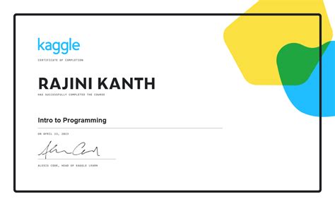 Rajini Kanth Completed The Intro To Programming Course On Kaggle