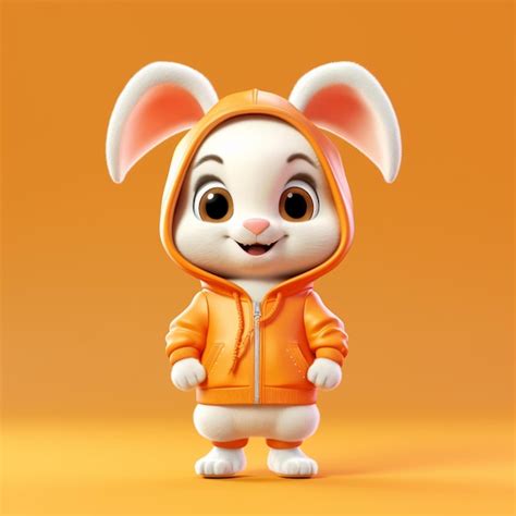 A Close Up Of A Cartoon Bunny Wearing A Hoodie Generative Ai Premium