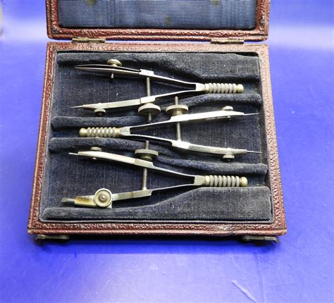 Antique Edwardian Era Drawing Compass Set Engineering Surveying